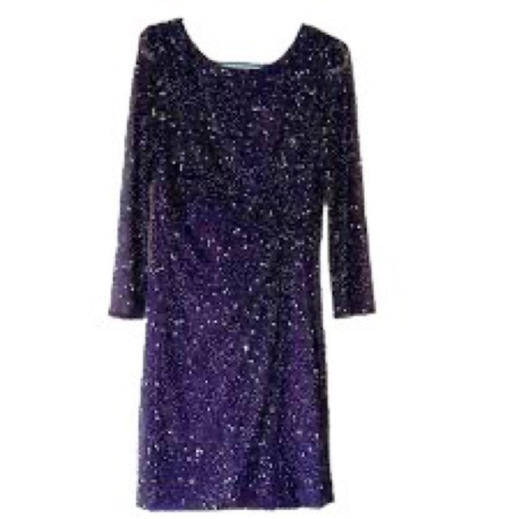 Patra | Dresses | Patra Purple Dress Beaded Rhinestone Lace Sequin ...
